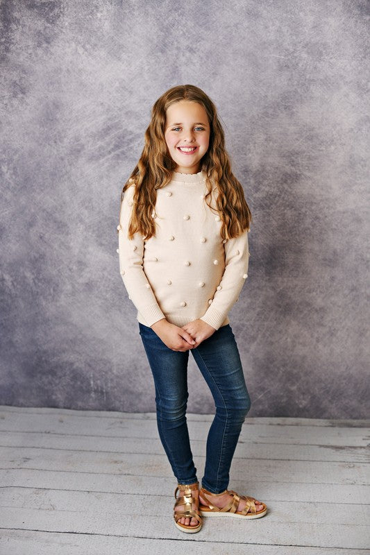 Ivory Kids Rust Pom Pom Fall Winter Sweater – Aquarius Brand