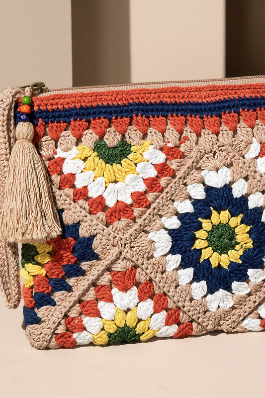 Hibiscus Handmade Crochet Tile Pouch – Aquarius Brand