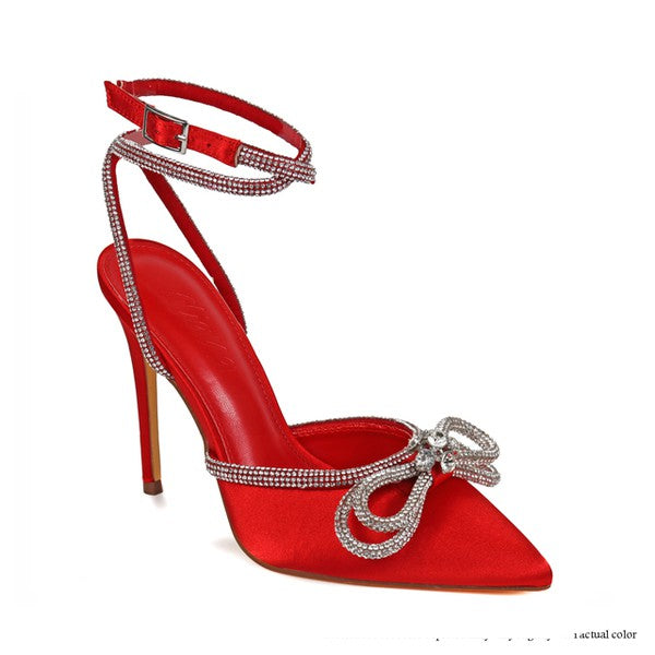 Red Pointed Toe Rhinestone Party Heels – Aquarius Brand
