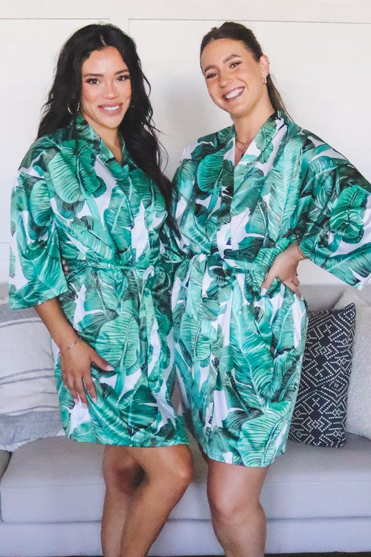 Green and White Banana Leaf Robe – Aquarius Brand