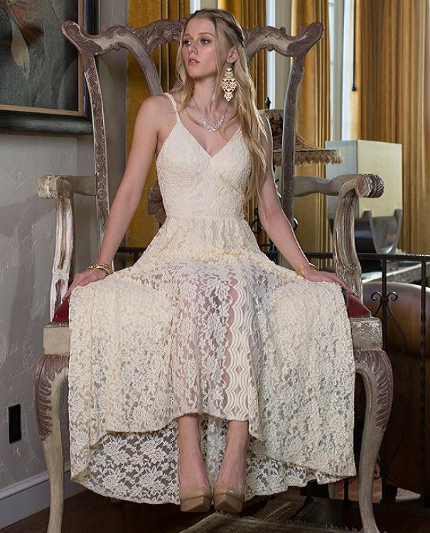 Shoulder String Full Lace Long Dress – Aquarius Brand