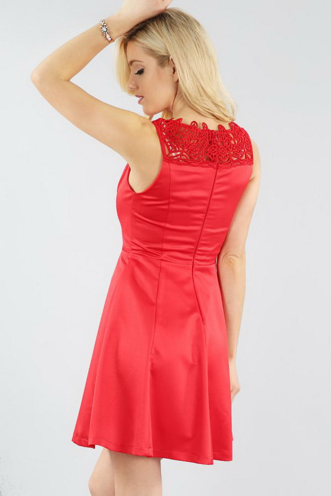 Red Ribbon Belted Satin Dress – Aquarius Brand